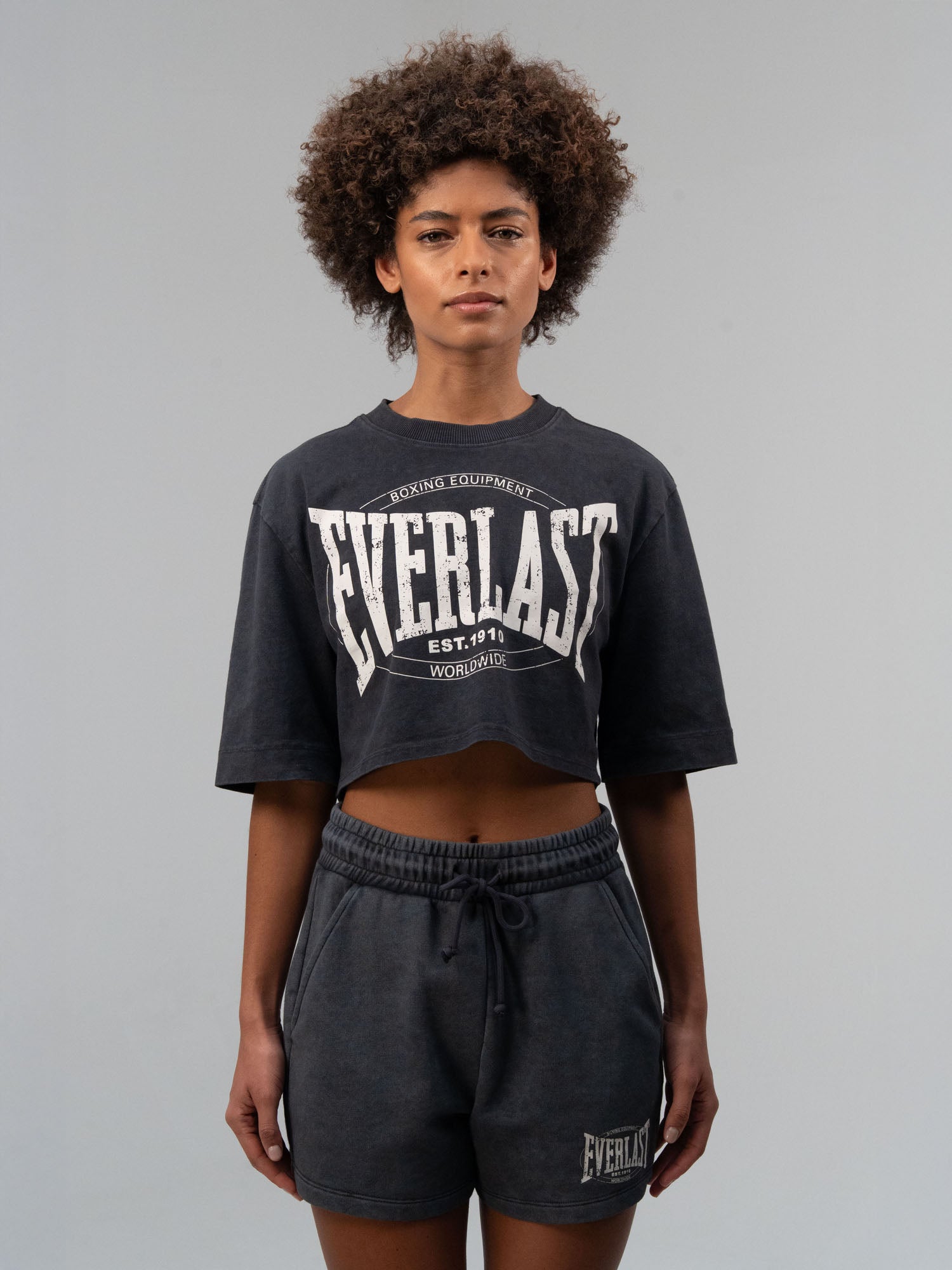 Everlast Authentic Boxing Wmn Antrasit Kadın Crop Tişört – Everlast Türkiye